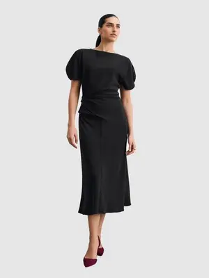 The Fold Doppio Salerno Boat-neck Midi Dress
