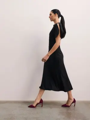 The Fold Doppio Salerno Boat-neck Midi Dress