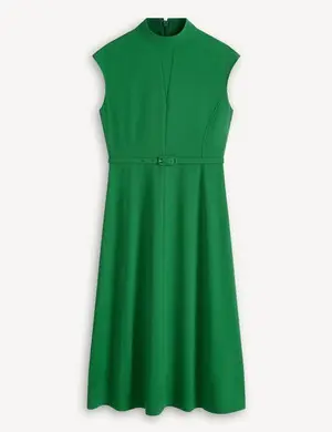 HOBBS LONDON Mae Sculpted High Neck Belted Midi Dress