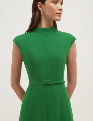 HOBBS LONDON Mae Sculpted High Neck Belted Midi Dress