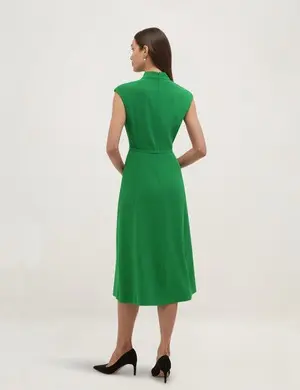 HOBBS LONDON Mae Sculpted High Neck Belted Midi Dress