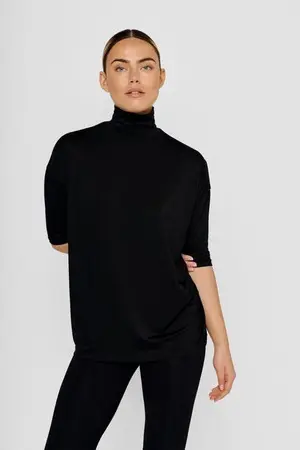 RESIDUS Tomasine Jersey Turtleneck Top - Black