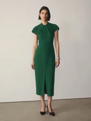 The Fold Rossano Short Sleeve High Neck Dress
