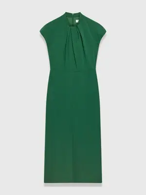 The Fold Rossano Short Sleeve High Neck Midi Dress