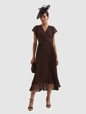 PHASE EIGHT Louisa V-neck Pleated Wrap Dress