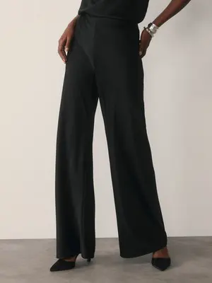 The Fold Lucena High Rise Wide Leg Trousers - Black