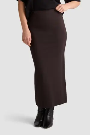 RESIDUS Straight Midi Skirt With Back Slit - Ganache
