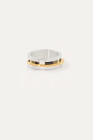 MEIDEYA Mixed Metal Band Ring - Gold-silver