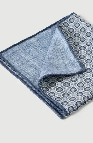 Brunello Cucinelli Silk Pocket Square With Geometric Design
