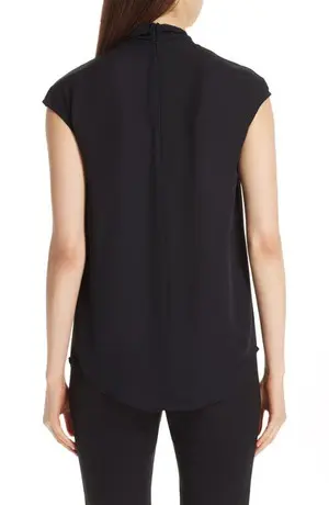 St. John Tie Neck Double Silk Georgette Shell