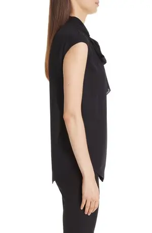 St. John Tie Neck Double Silk Georgette Shell