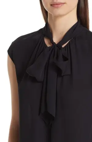 St. John Tie Neck Double Silk Georgette Shell