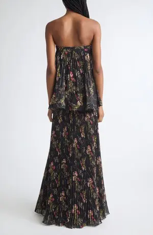 Cinq À Sept Ros Strapless Pleated Maxi Gown