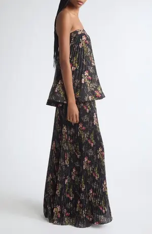 Cinq À Sept Ros Strapless Pleated Maxi Gown
