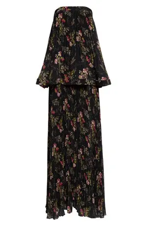 Cinq À Sept Ros Strapless Pleated Maxi Gown