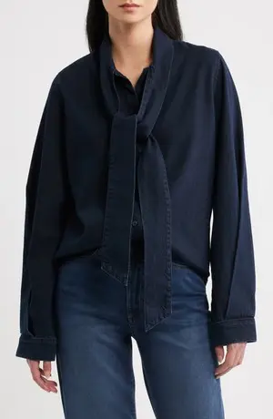 DL1961 Dl Aura Simone Tie Neck Denim Shirt