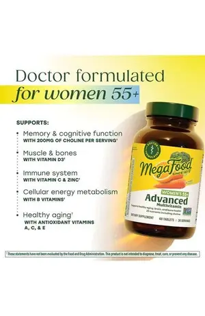 MEGAFOOD Advanced Multivitamin For 55+, Doctor Formulated, Vegetarian