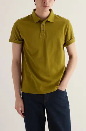SEASALT CORNWALL Balefire Organic Cotton Piqué Polo - Bright Olive