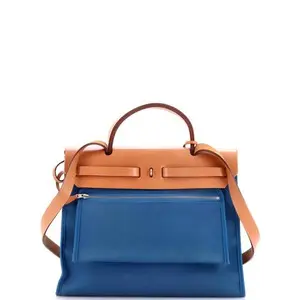 Hermès Herbag Zip Leather And Toile 31 - Blue