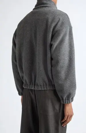 SONG FOR THE MUTE Oversized Half-zip Pullover In Fleece - Charcoal