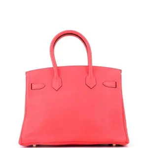 Hermès Birkin Handbag Pink Clemence With Gold Hardware 30