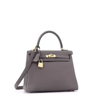 Hermès Kelly Handbag Togo With Gold Hardware 25 - Grey