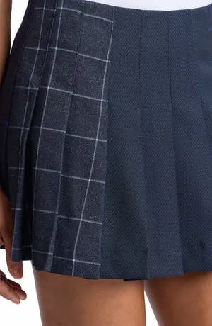 Avec Les Filles Pleated Mixed Pattern Miniskirt