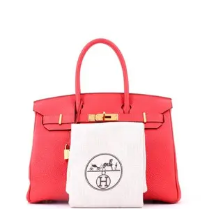 Hermès Birkin Handbag Togo With Gold Hardware 30 - Red