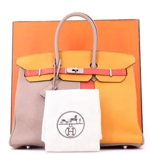 Hermès Birkin Handbag Cascade Tricolor Clemence And Swift With Brushed Palladium Hardware 35 - Grey