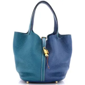Hermès Picotin Lock Bag Bicolor Clemence Mm - Blue