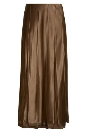 VINCE Raw-edge Pleated Statin Skirt