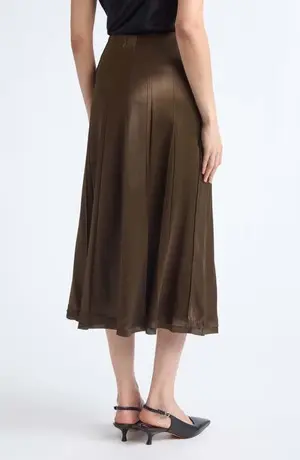 Vince Raw-edge Pleated Satin Skirt