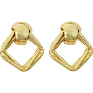 PANACEA Square Doorknocker Drop Earrings - Gold