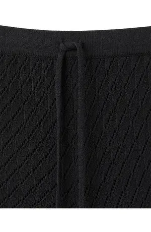 Mango Straight Leg Knit Pants With Textured Pattern And Drawcord-toggle Waist