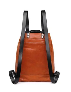 OLD TREND Canna Genuine Leather Convertible Bucket Backpack - Cognac