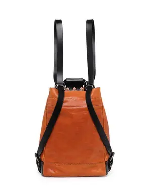 OLD TREND Canna Genuine Leather Convertible Bucket Backpack - Cognac