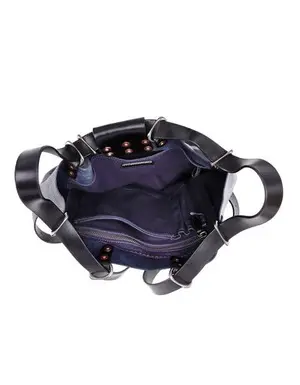 OLD TREND Canna Genuine Leather Convertible Bucket Backpack - Navy