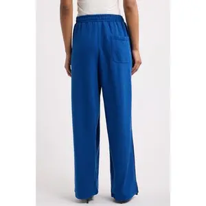 IETS FRANS Wide Leg Fleece Joggers With Adjustable Cuffs - Cobalt