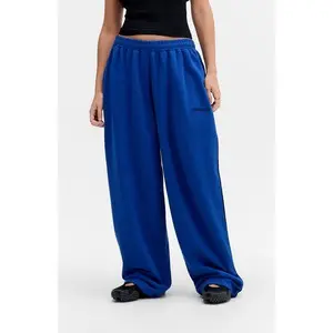IETS FRANS Wide Leg Fleece Joggers With Adjustable Cuffs - Cobalt