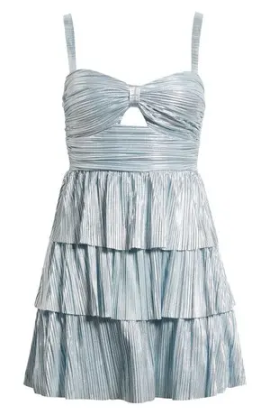 EMERALD SUNDAE Triple Tier Pleated Minidress With Cutout
