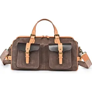 OLD TREND Speedwell Genuine Leather Waxed Canvas Travel Duffel - Brown