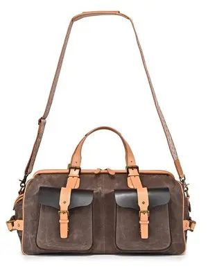 OLD TREND Speedwell Genuine Leather Waxed Canvas Travel Duffel - Brown