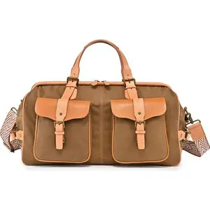 OLD TREND Speedwell Genuine Leather Waxed Canvas Travel Duffel - Camel