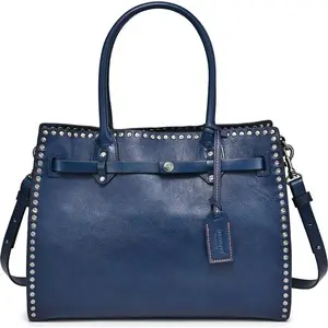 OLD TREND Westland Genuine Leather Textured Heritage Tote - Navy