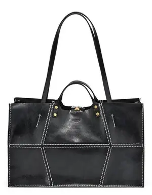 OLD TREND Rosa Genuine Leather Spacious Carryall Tote Black