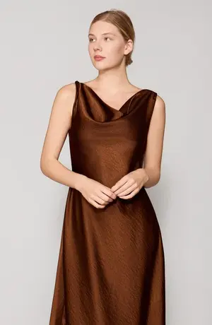 MELLODAY Drape Front Satin Midi Dress