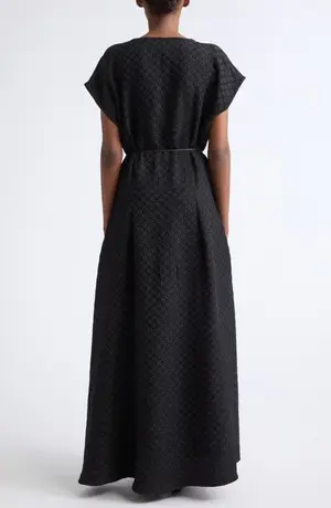 KUR Floral Embossed Jacquard Maxi Dress