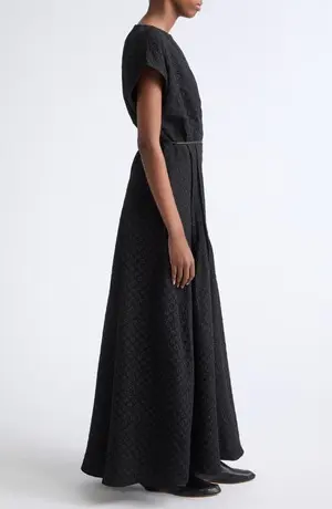 KUR Floral Embossed Jacquard Maxi Dress