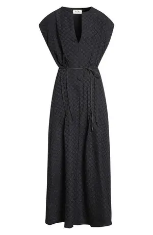 KUR Floral Embossed Jacquard Maxi Dress