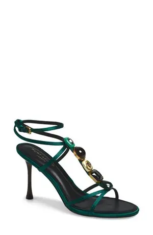 Kurt Geiger Loulou Leather Sandal Open Green